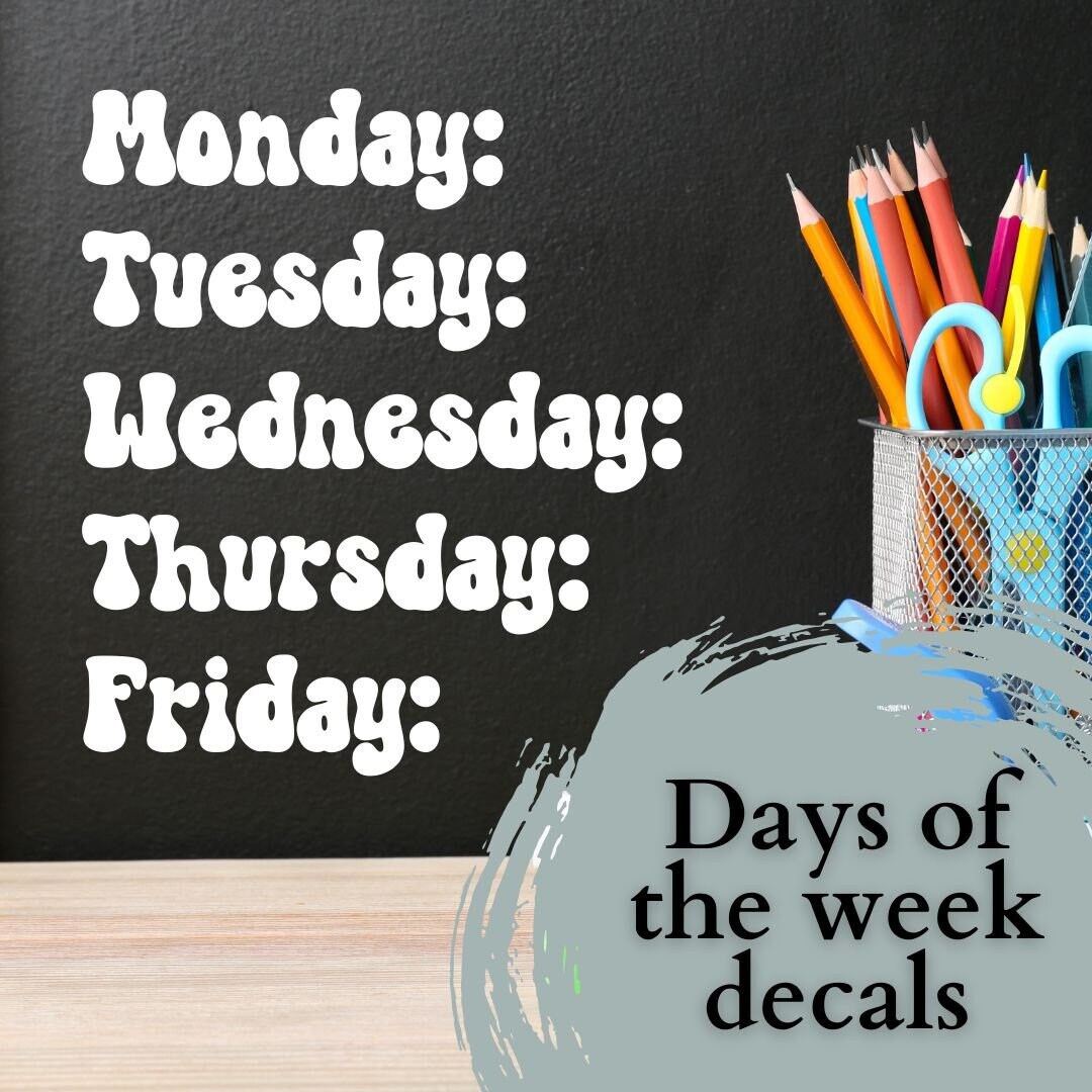 Days of the Week Vinyl Decal Set for Classroom Weekly Whiteboard Label ...