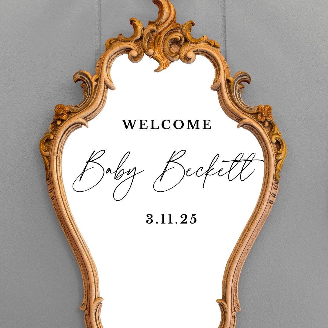 Custom Welcome Baby Decal for Baby Shower Sign Mirror Decal for Baby ...