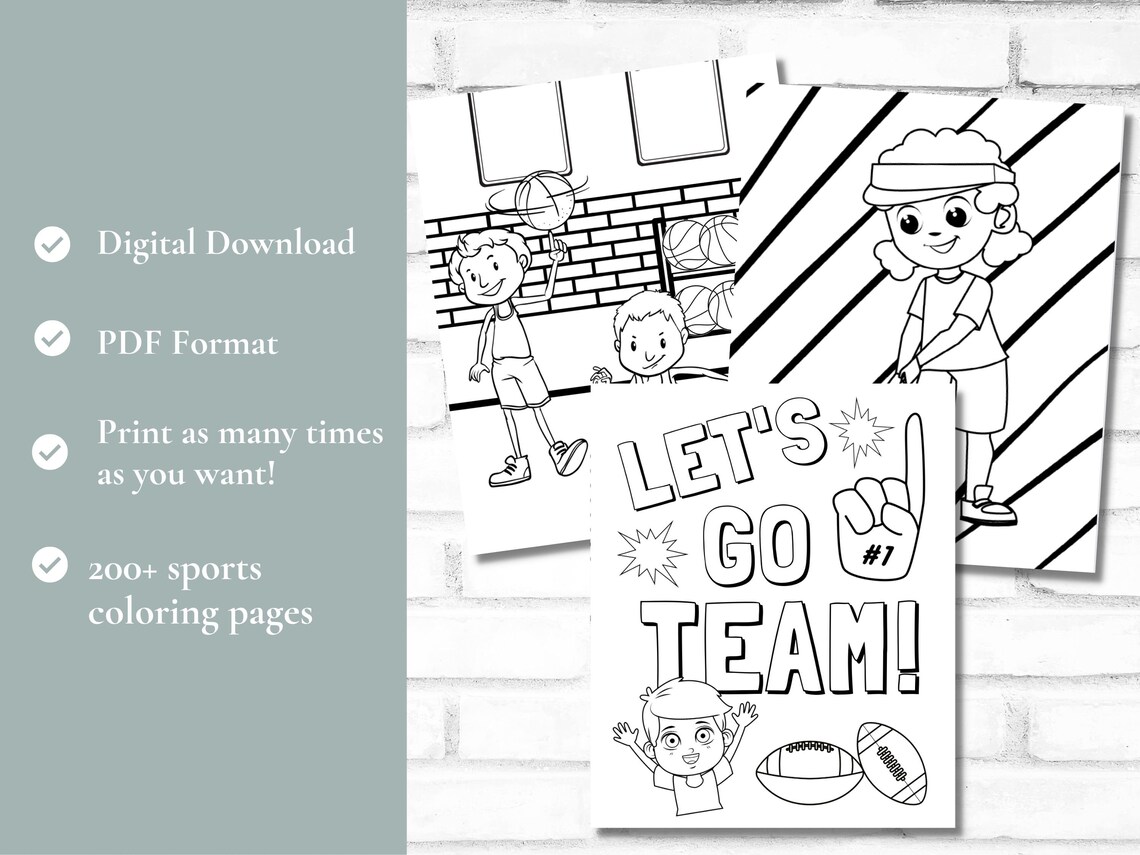 Printable Sports Coloring Pages for Kids 200 Pages Digital - Etsy