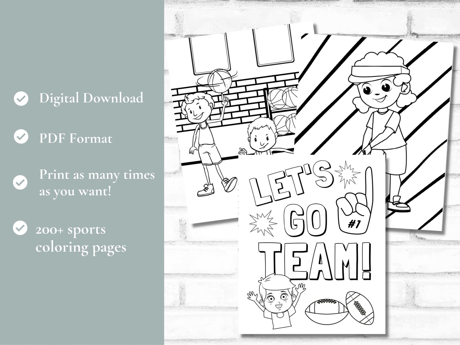 Printable Sports Coloring Pages for Kids 200 Pages Digital - Etsy