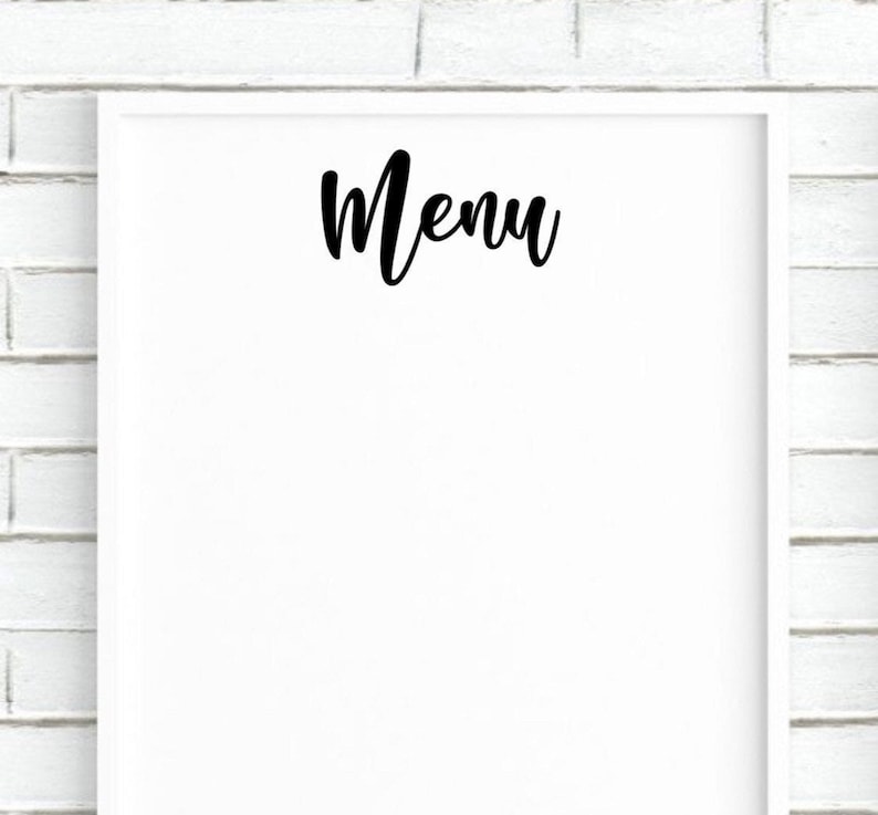 Menu Decal for Cute DIY Menu Board for Kitchen Decor - Etsy
