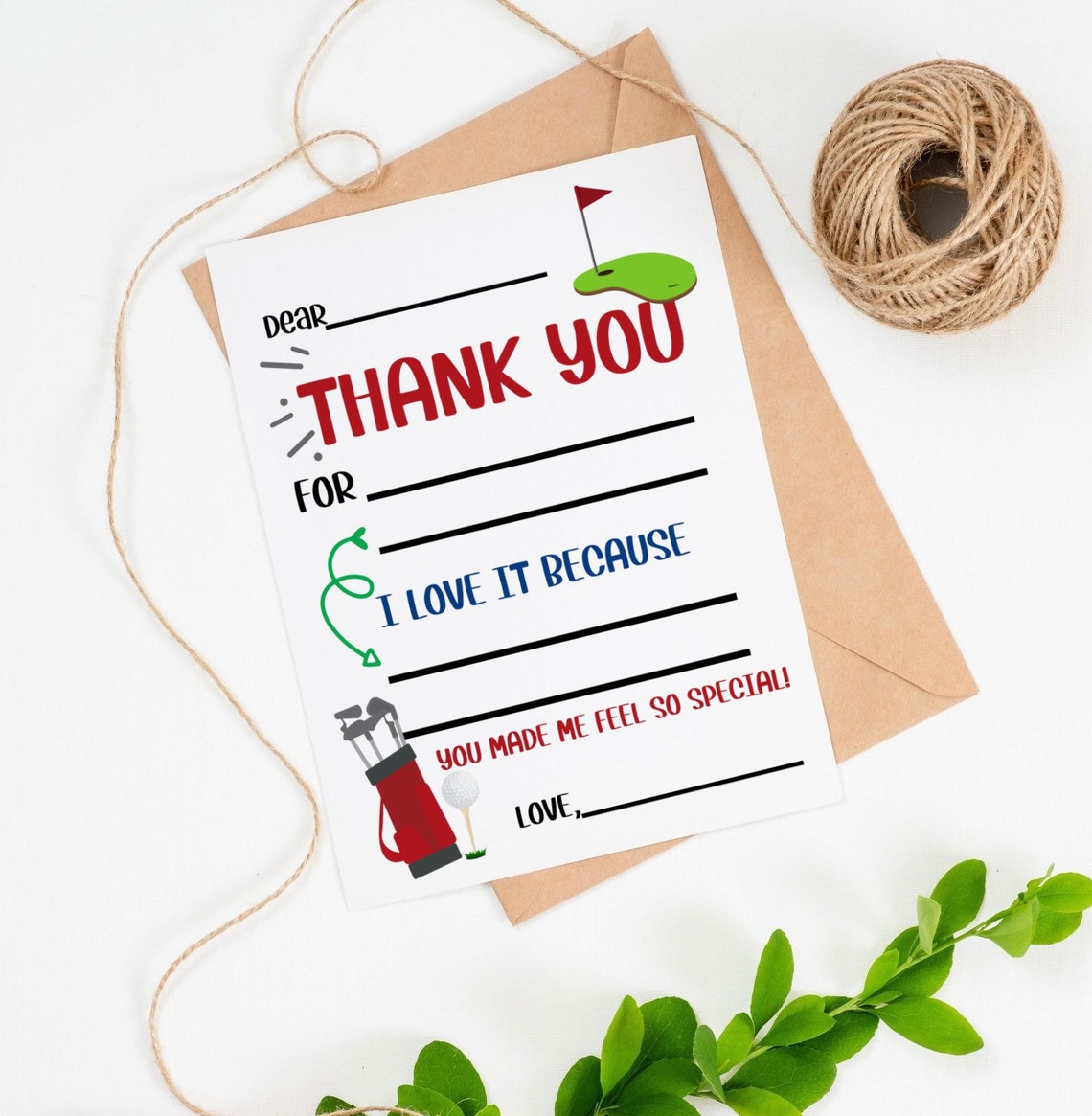 Golf PRINTABLE Kids Thank You Cards for Toddler Birthday | Etsy