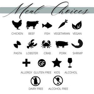 Meal Indicator Stickers (set of 50) Wedding Meal Decals Entree Stickers ...