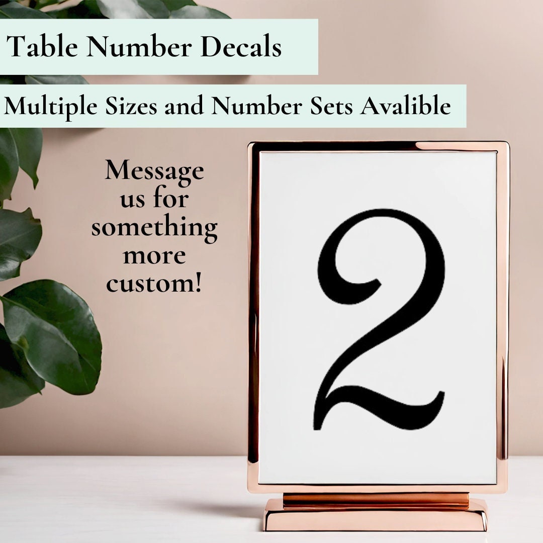 Minimalist Custom Number Vinyl Decal Set for Wedding or Large Event ...