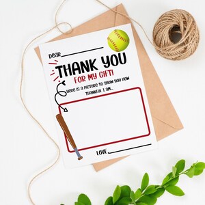 Softball PRINTABLE Kids Thank You Cards for Toddler Birthday Digital ...