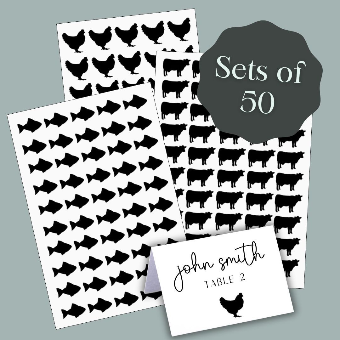 Meal Indicator Stickers set of 50 Wedding Meal Decals Entree Stickers ...