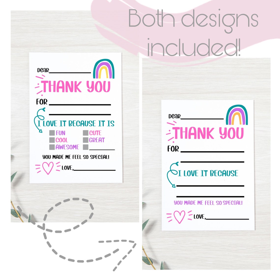 Kids PRINTABLE Thank You Cards Cute Thank You Notecards for - Etsy