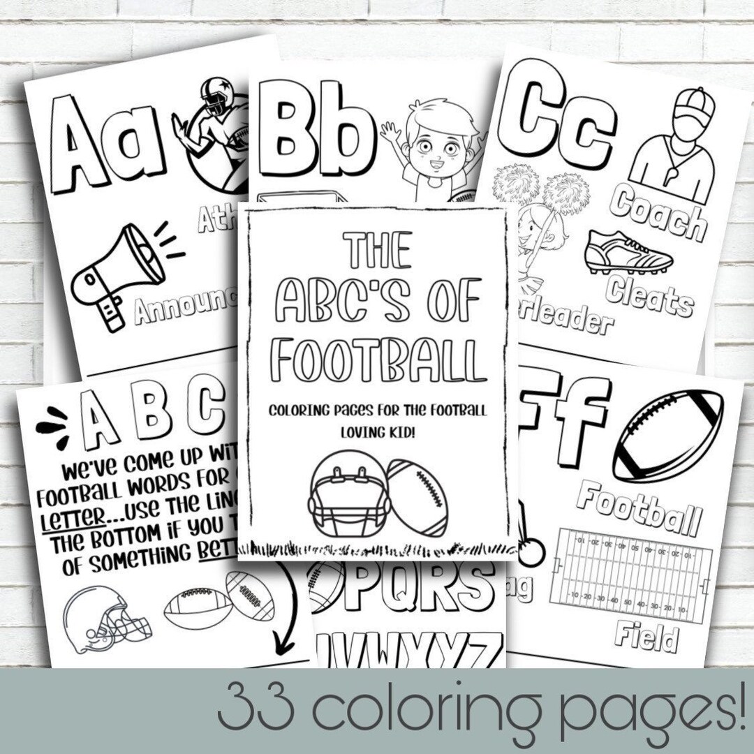 Abc’s Football Printable Coloring Pages for Kids on Game Day Tailgate ...