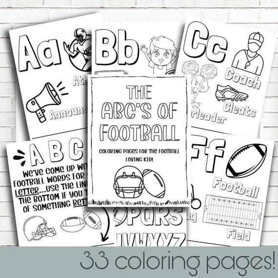 Abcs Football Printable Coloring Pages for Kids on Game Day - Etsy