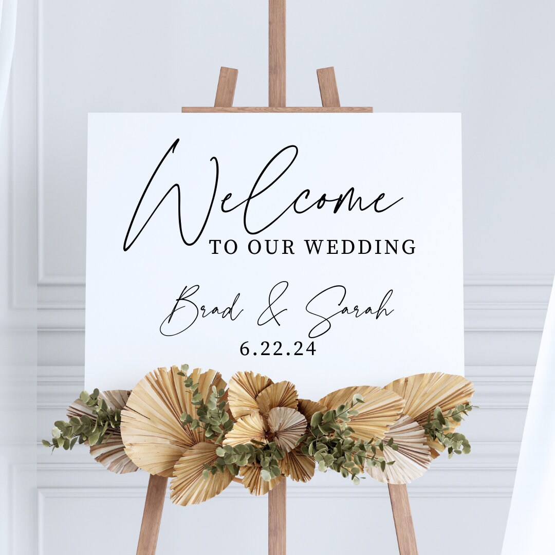 Custom Wedding Welcome Decal for Entrance Sign Wedding Mirror Decal Custom Name Wedding Decal ...