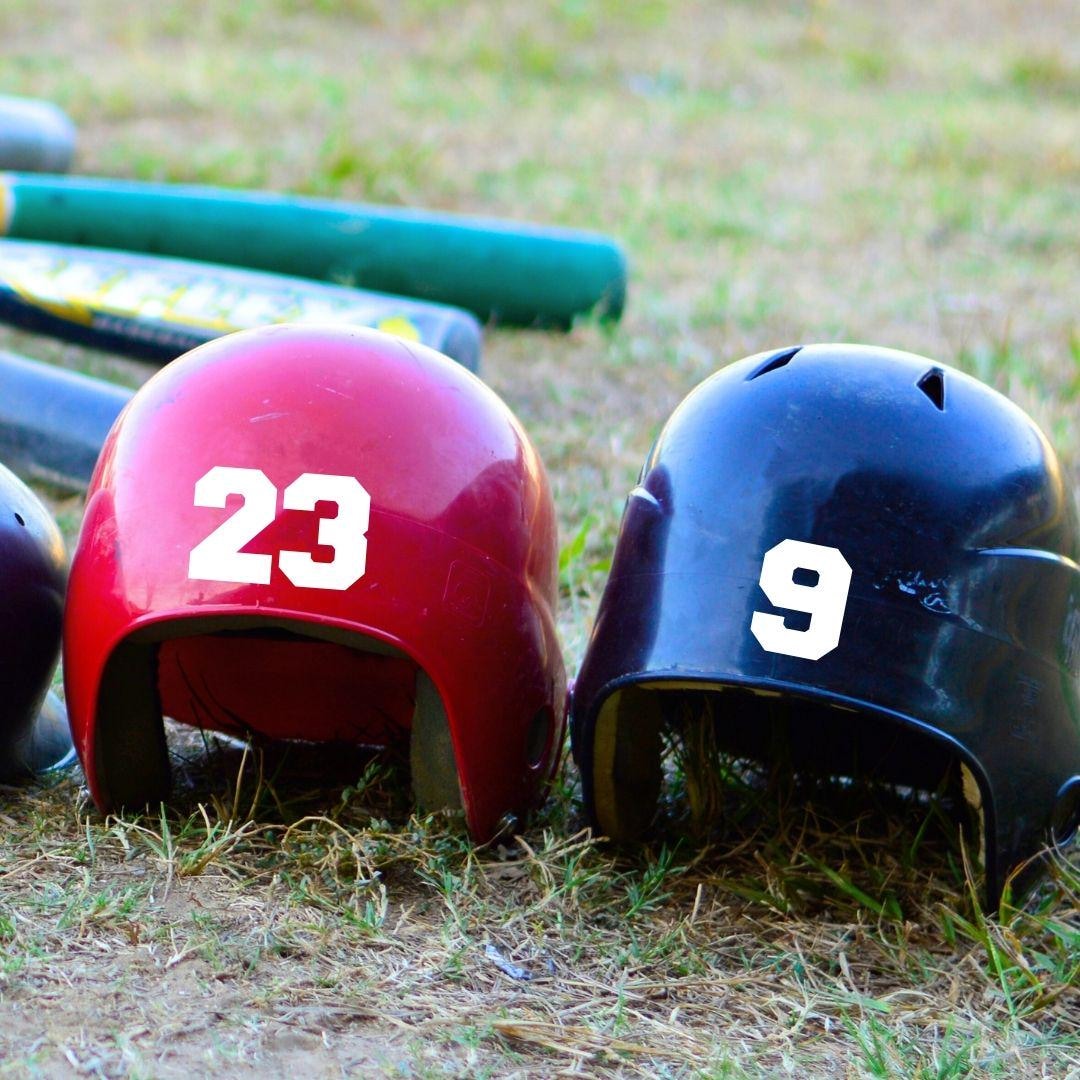 Batting Helmet Number Vinyl Decal for Baseball Helmet Custom Numbers ...