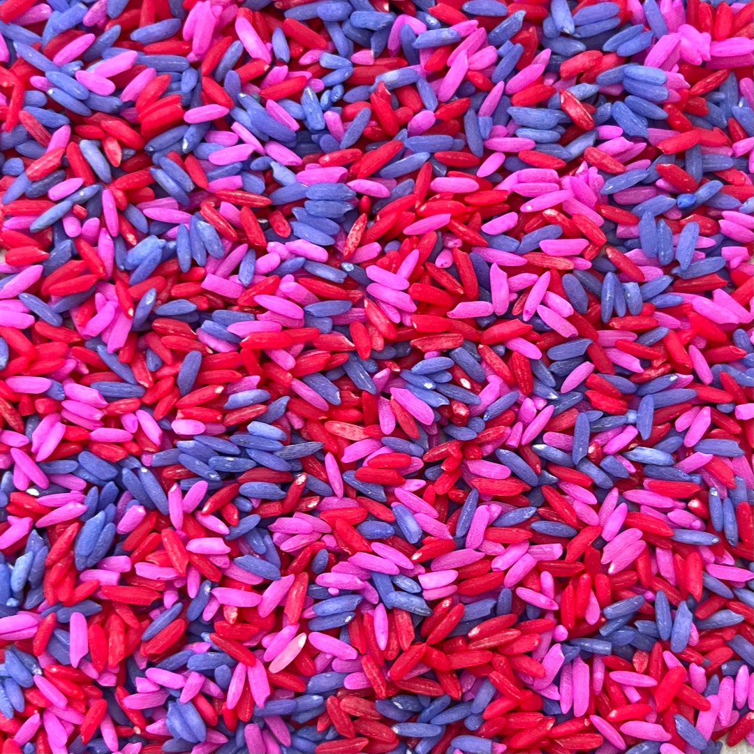 Red Pink Purple Colored Rice for Valentine's Activity DIY Sensory Rice ...