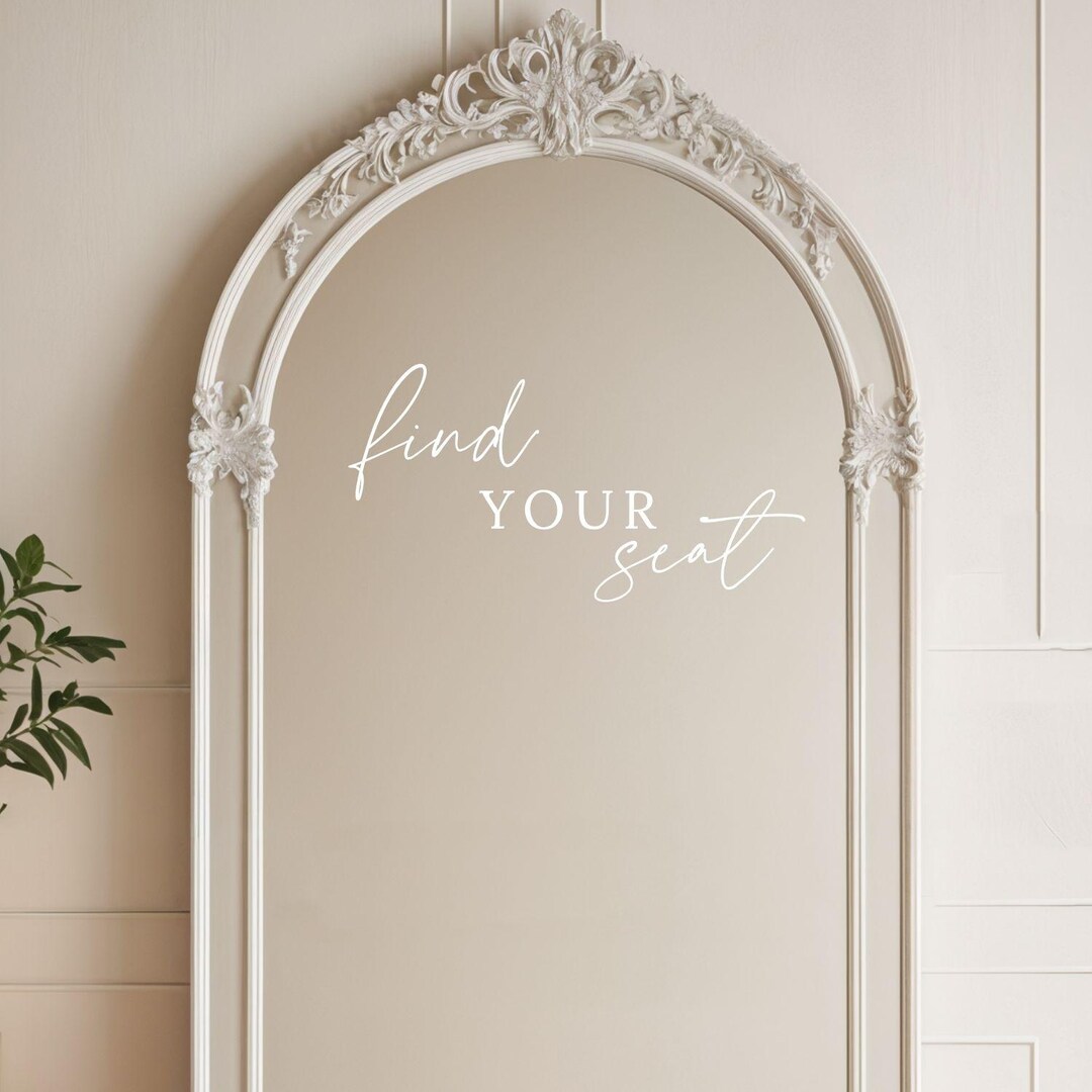 Find Your Seat Decal for Mirror Seating Chart Decal Mirror Wedding ...