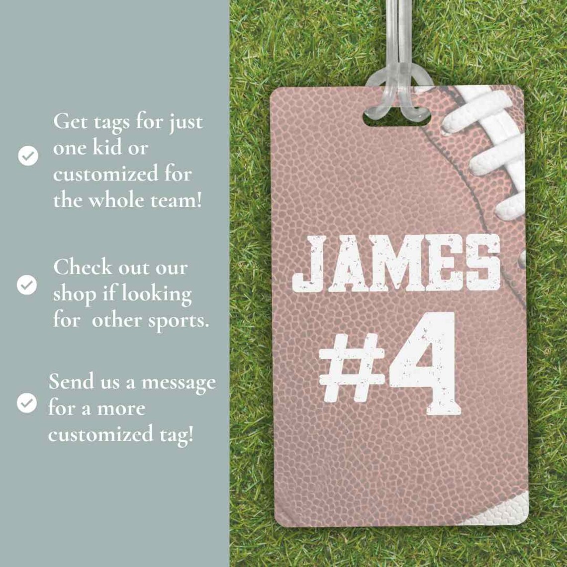 Custom Football Bag Tag for Team Flag Football Labels for Equipment ...