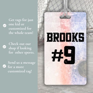 Personalized Hockey Bag Tag for Hockey Players Custom Name Number Gear ...