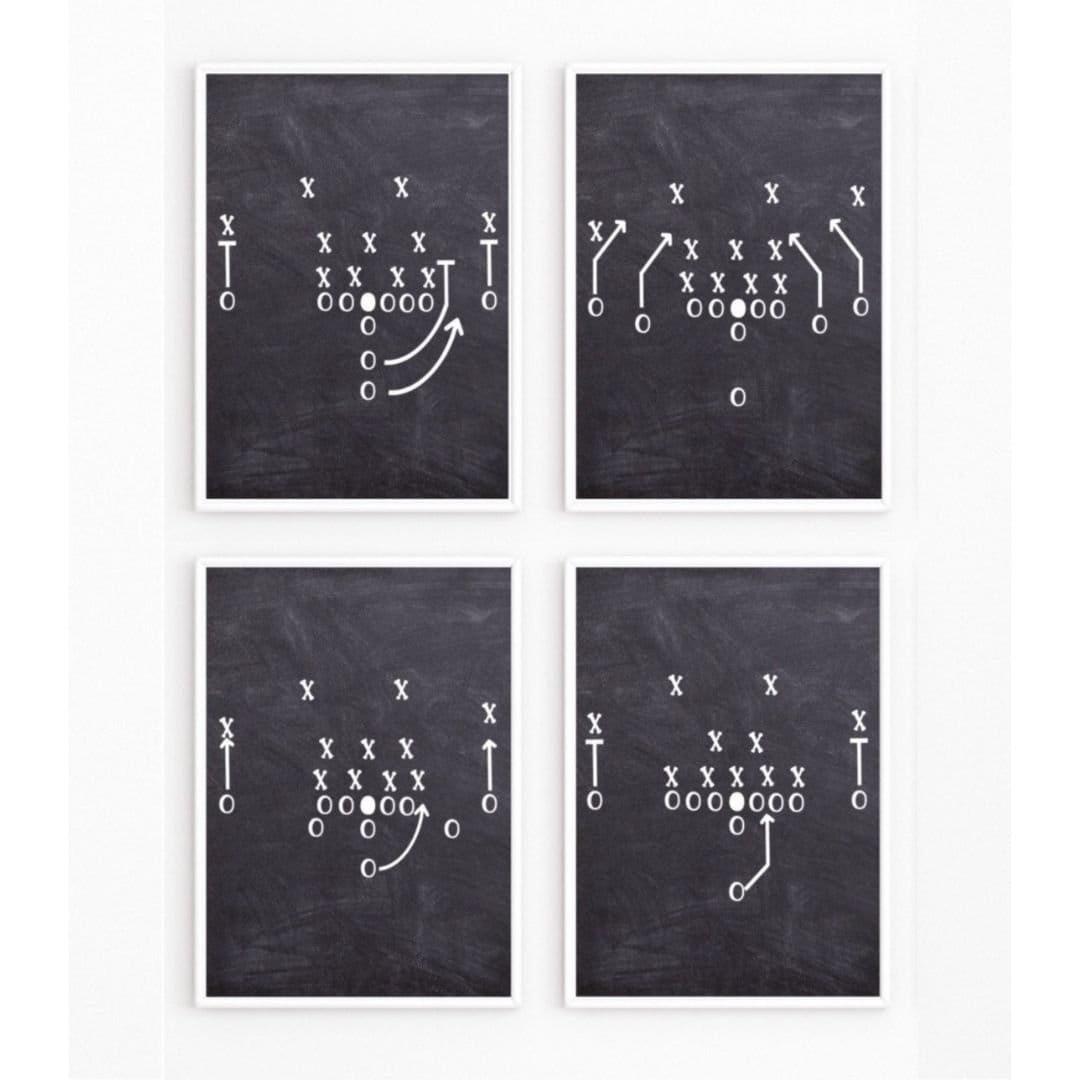Football PRINTABLES (set of 4 Plays) for Boy’s Room Printable Plays for ...