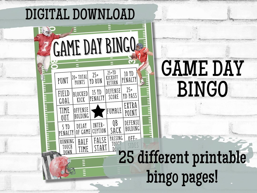 Football Bingo PRINTABLE Pages (25 Different Cards) Instant Download ...