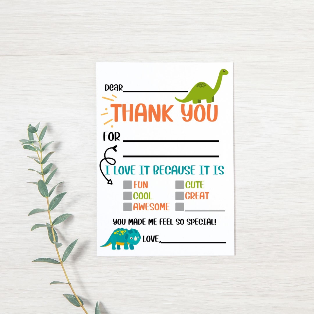 Kids PRINTABLE Thank You Cards Cute Thank You Notecards for Learning ...