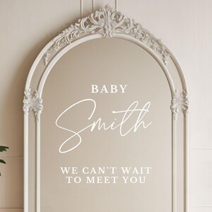 Baby Name Decal We Cant Wait to Meet You Baby Sign Decal for Custom ...