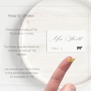 Meal Indicator Stickers (set of 10) Wedding Meal Decals Entree Stickers ...