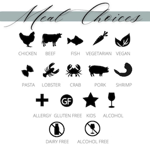 Meal Choice Stickers (set of 100) Bulk Wedding Meal Stickers Place Card ...