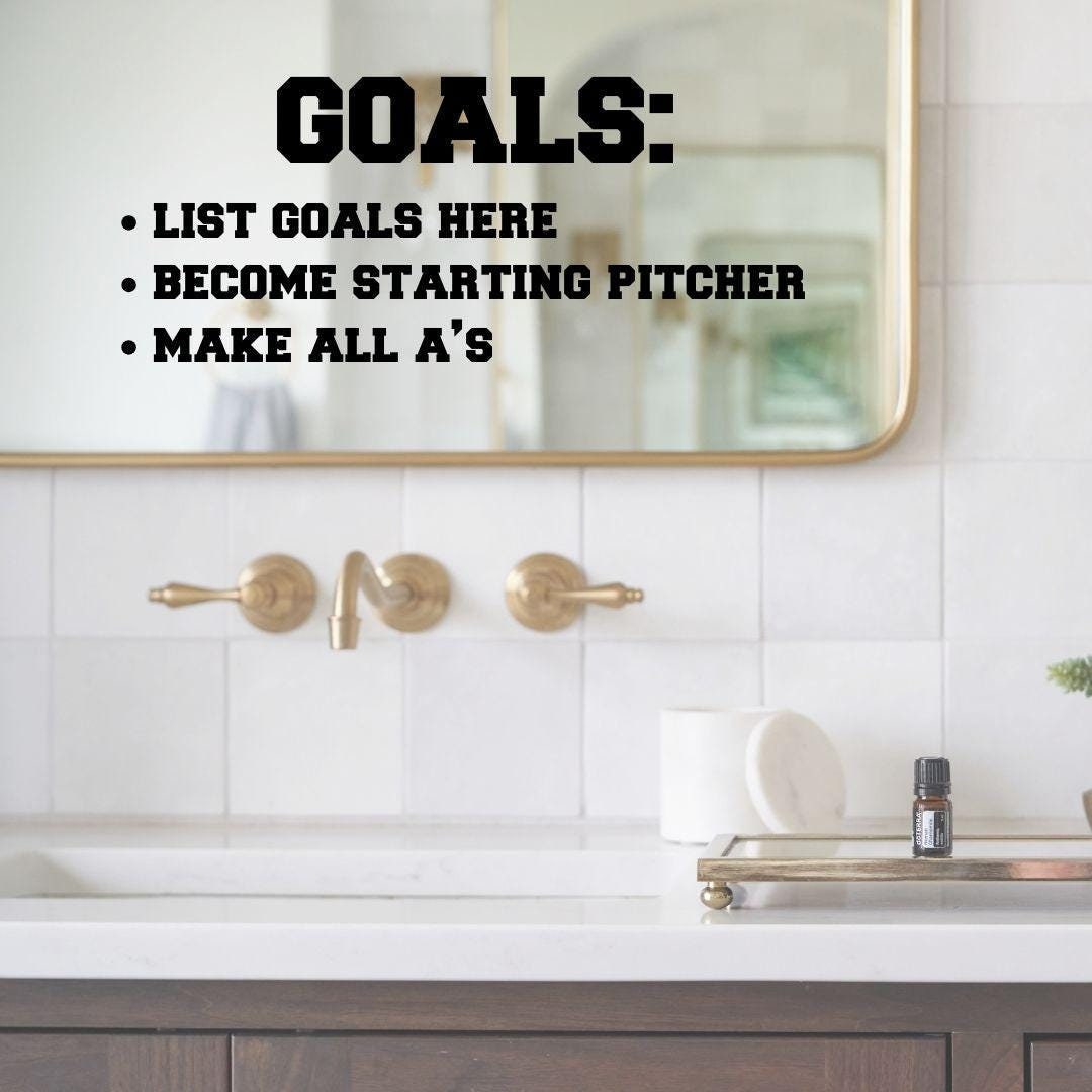 Custom Goal List Decal for Athlete Mirror Motivation Bathroom Mirror ...