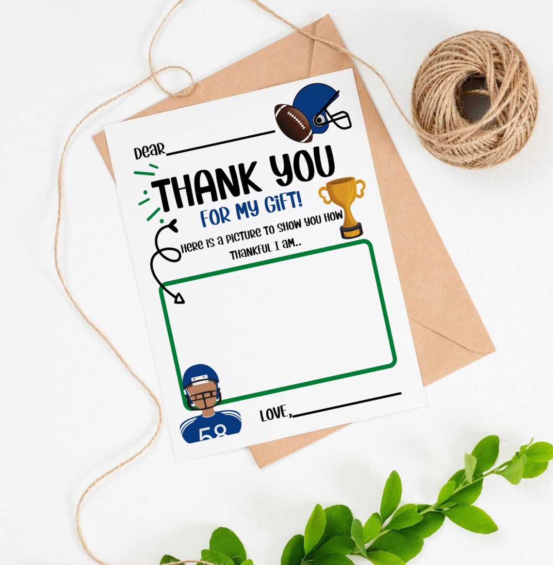 Football PRINTABLE Kids Thank You Cards for Toddler Birthday - Etsy