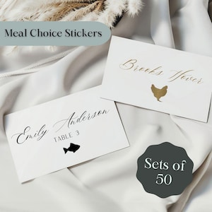 Meal Indicator Stickers (set of 50) Wedding Meal Decals Entree Stickers ...