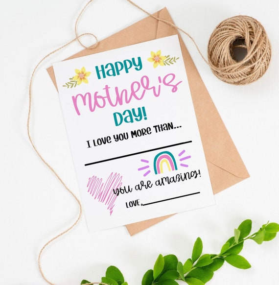 PRINTABLE Kids Mother's Day Cards Cute Toddler | Etsy