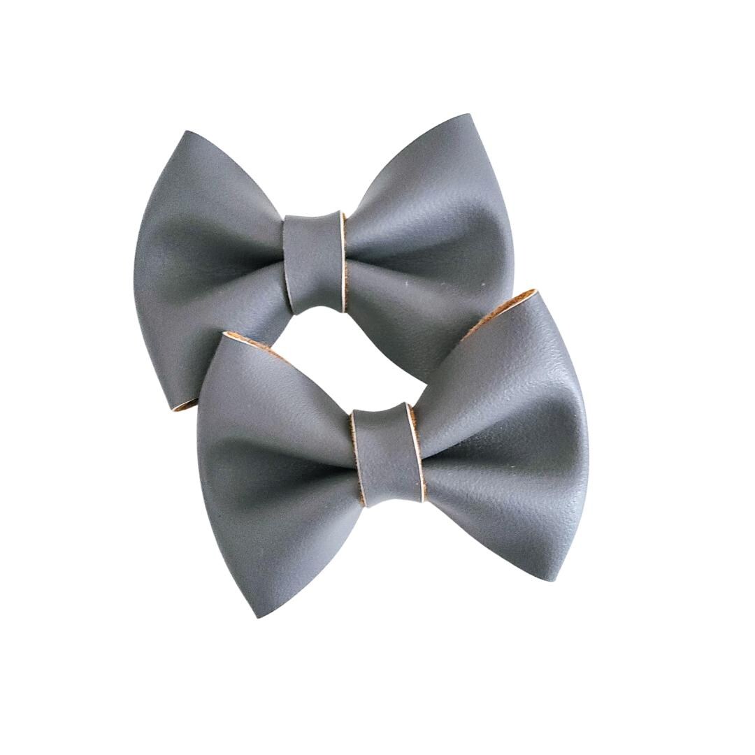 Dark Gray Piggie Bow Set | Pigtail Hair Bows | Piggie Bow Set | Mini ...