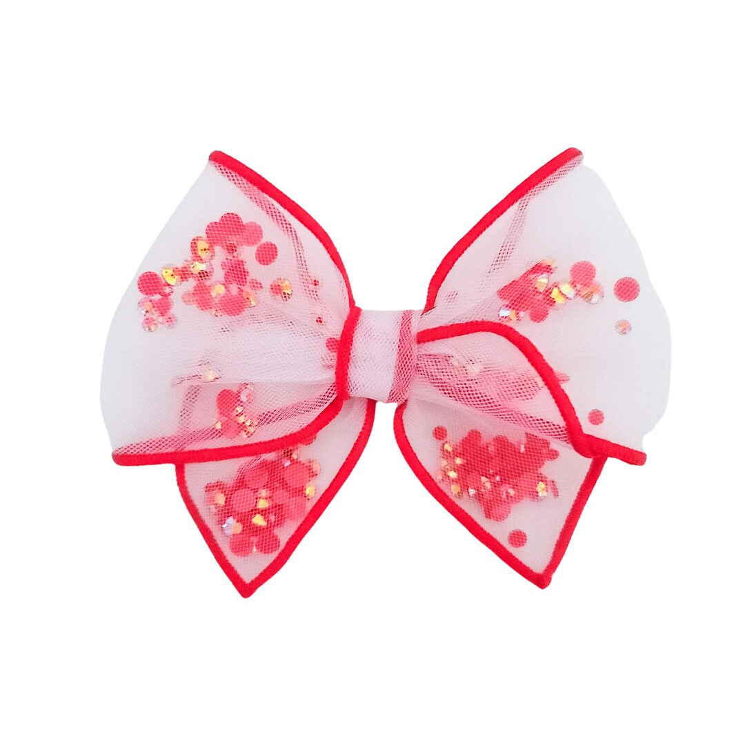 Red Sparkle Hair Bow Shaker Bow Hand Tied Fabric Hair Bow Fable Bow Big ...