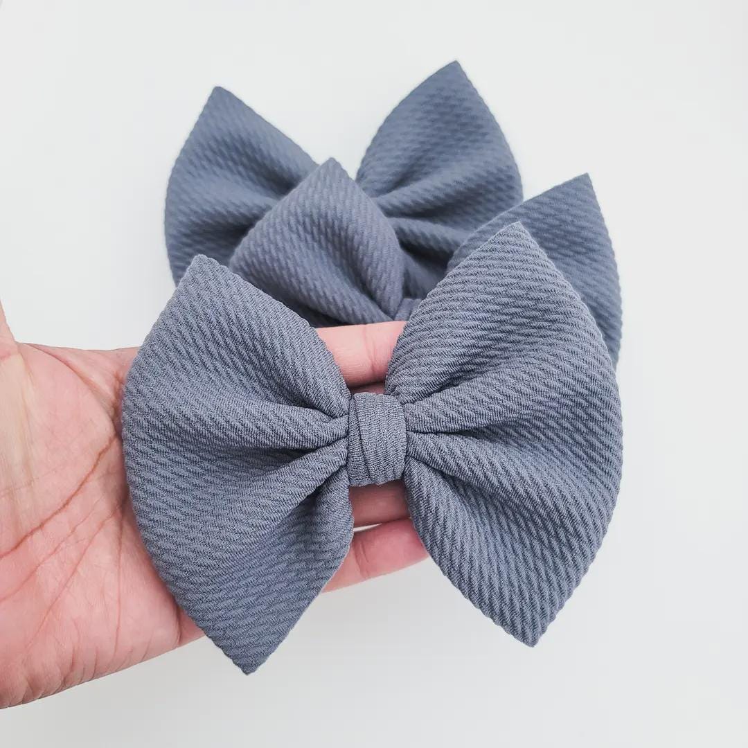 Dark Gray Fabric Hair Bow | Bullet Hair Bow | Big Hair Bow | Hair Clip ...