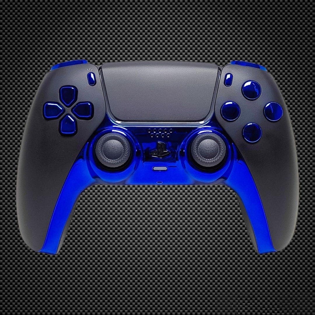 Black and Chrome Blue Themed PS5 Custom Dualsense Controller - Etsy