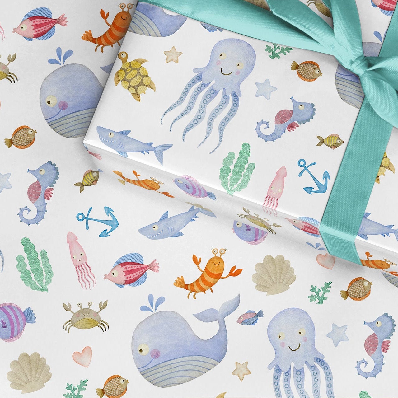 Under the Sea Wrapping Paper Whale Kids Wrapping Paper - Etsy