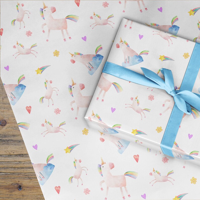 Bright Fun Unicorn Wrapping Paper Teen Unicorns Rainbow - Etsy