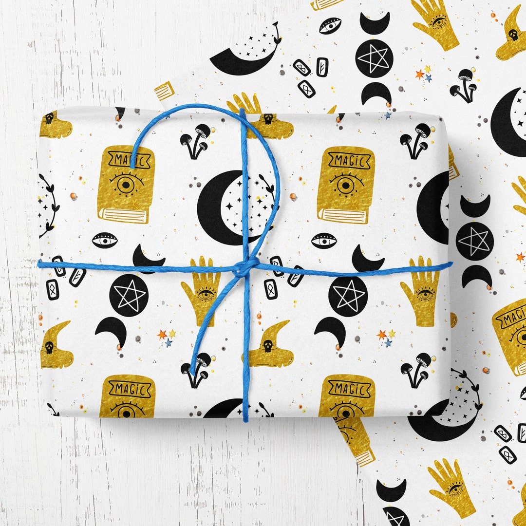 Magic Book Wrapping Paper, Wizard Wrapping Paper, Magic Wiccan Gift ...