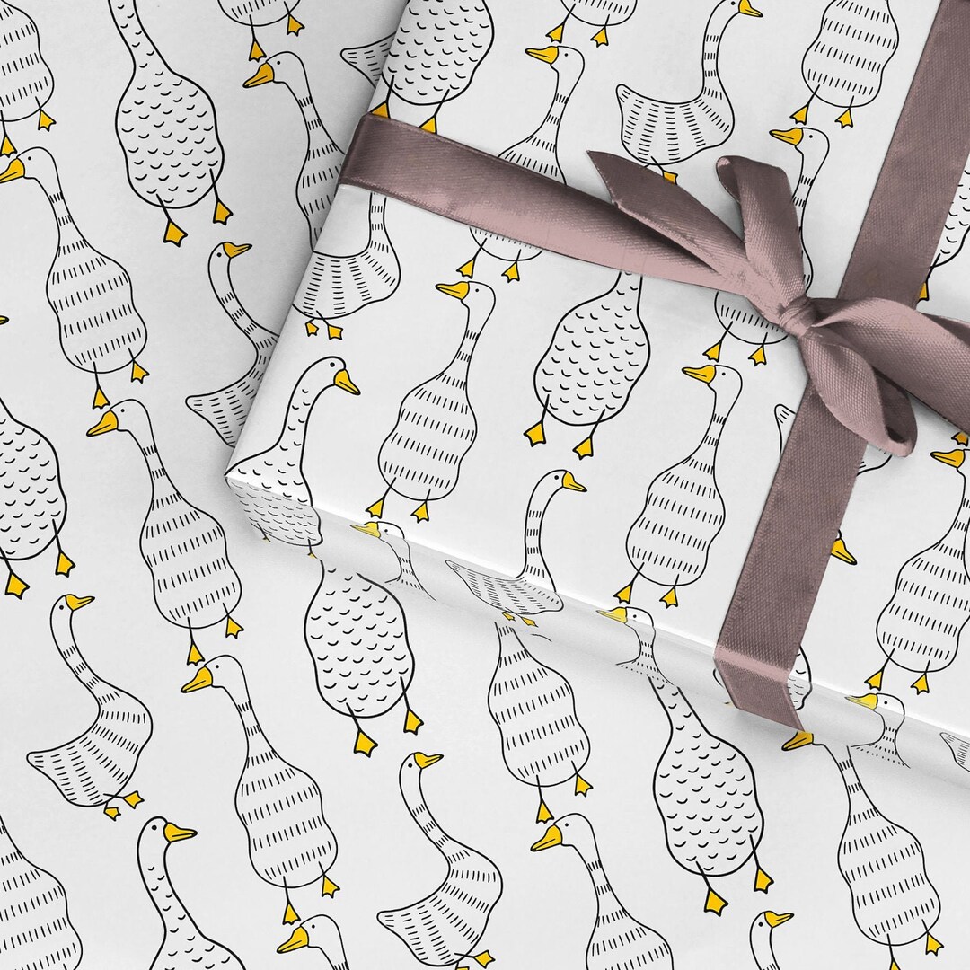 Wrapping Paper Roll, Geese Goose Gander Smallholder Animal Illustrated ...