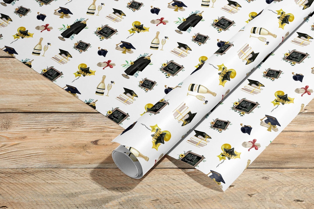 Graduation Gift Wrap Paper, Grad Wrapping Paper, Uni College University ...
