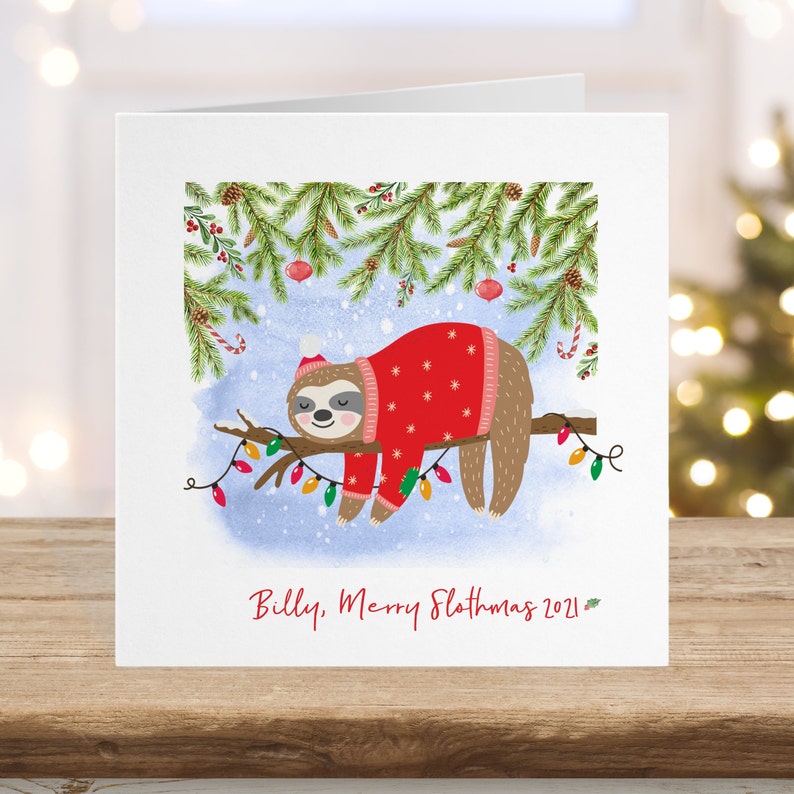 Sloth Christmas Card & Wrapping Paper Sloth Gift and Wrap - Etsy UK