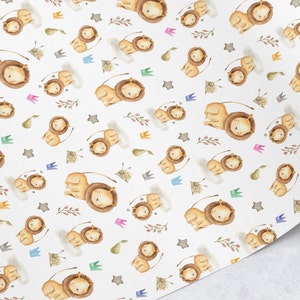 Lion Wrapping Paper, Jungle Wrapping Paper, Kids Birthday Gift Wrap ...