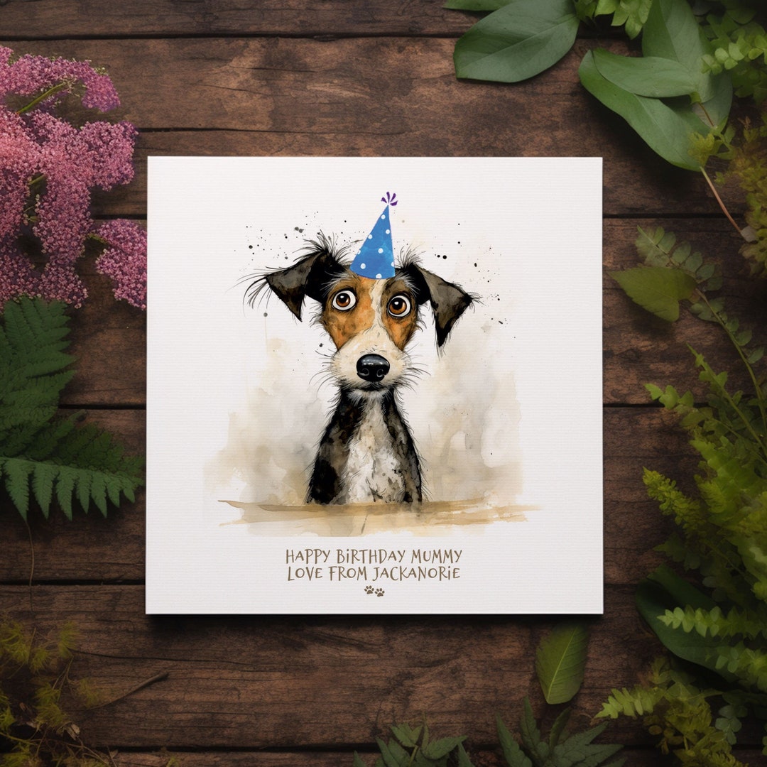 Jack Russell Birthday Card, Personalised Dog Pet Any Age, Dog Birthday ...