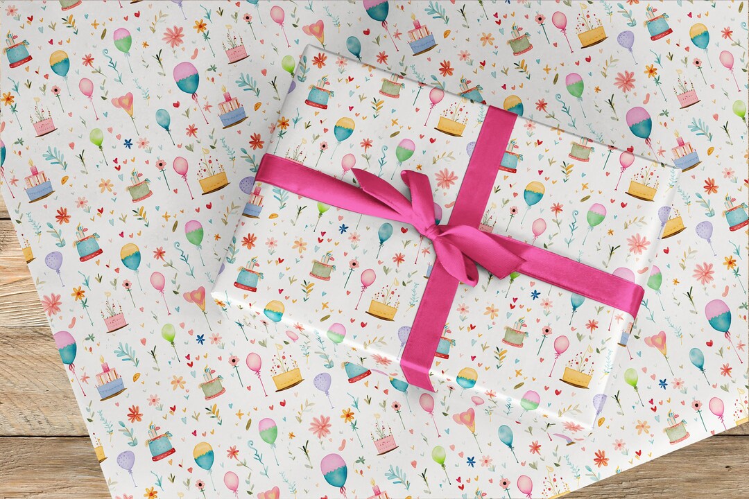 A Pretty Birthday Wrapping Paper, Girl Boy Lady Man Gift Wrap, a Happy ...