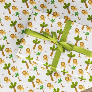 Lion Wrapping Paper, Jungle Safari Gift Wrap, Funny Novelty Animal Gift ...