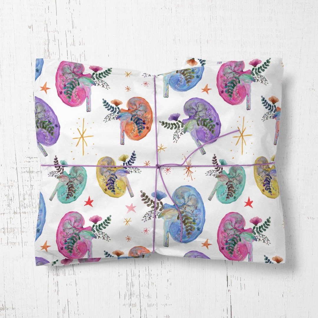 Kidney Wrapping Paper, Colourful Organ Donation Gift Wrap, Transplant ...
