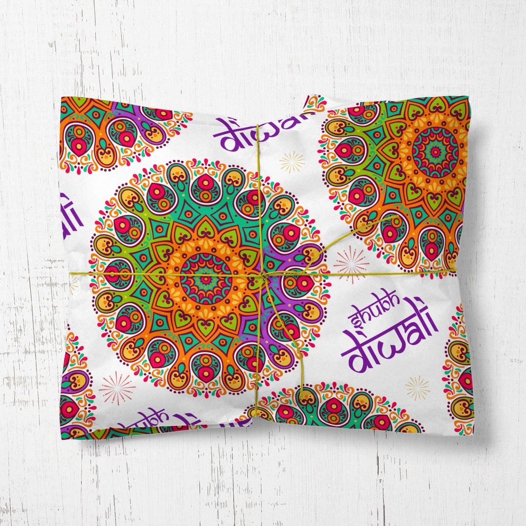 Diwali Wrapping Paper, Divali Gift Wrap, Festival of Lights Wrap, Hindu ...