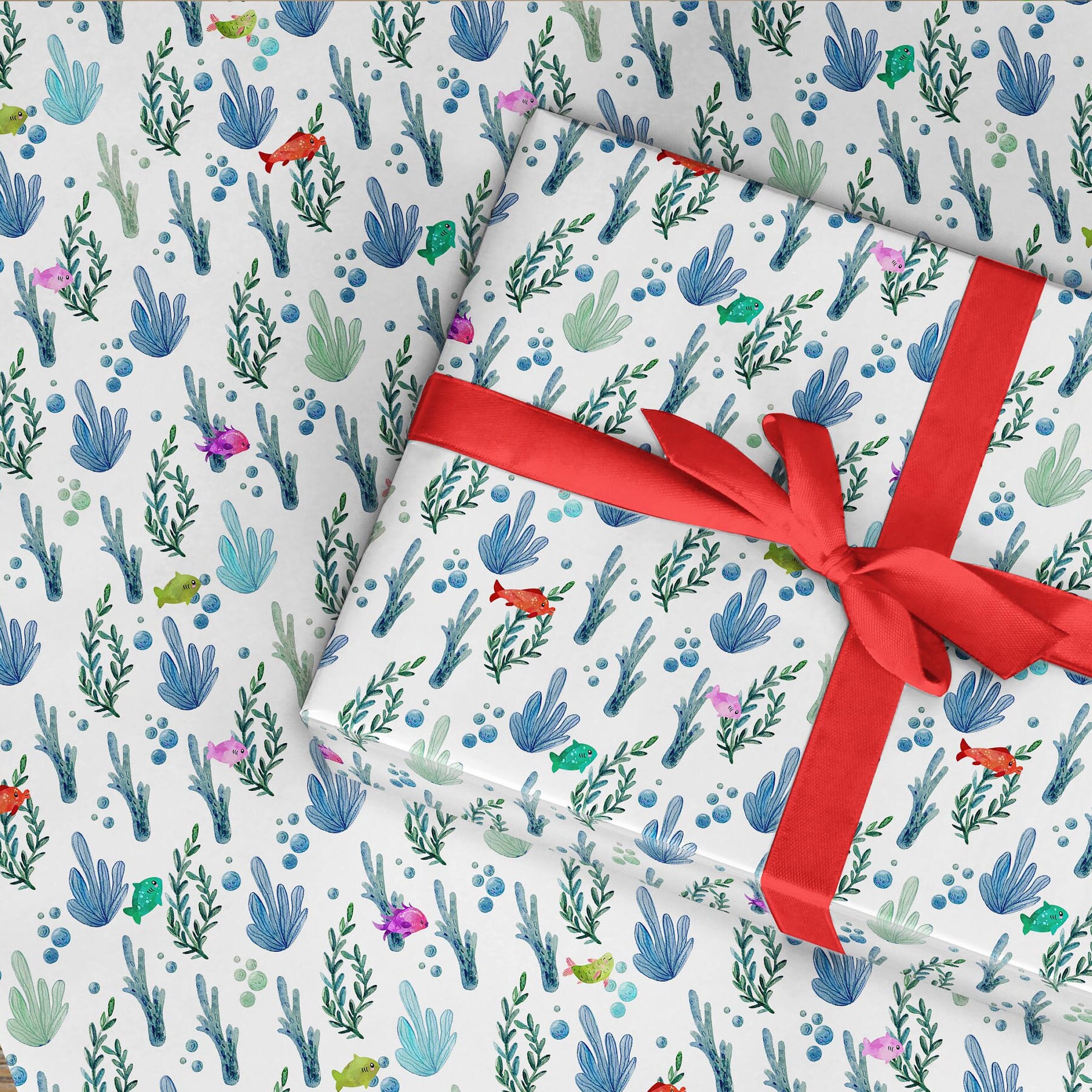 Coral Reef Fish Wrapping Paper Under the Sea Theme Wrapping | Etsy