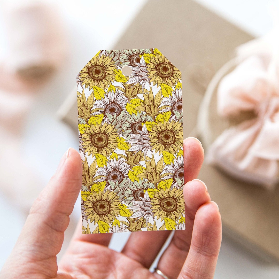 Sunflower Gift Tags: Botanical Watercolor Floral Labels - Etsy