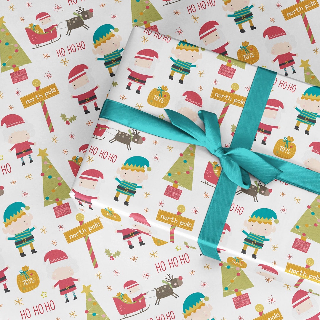 Boy Elf Wrapping Paper, Girl Elf Wrapping Paper, Elf Christmas Wrapping ...