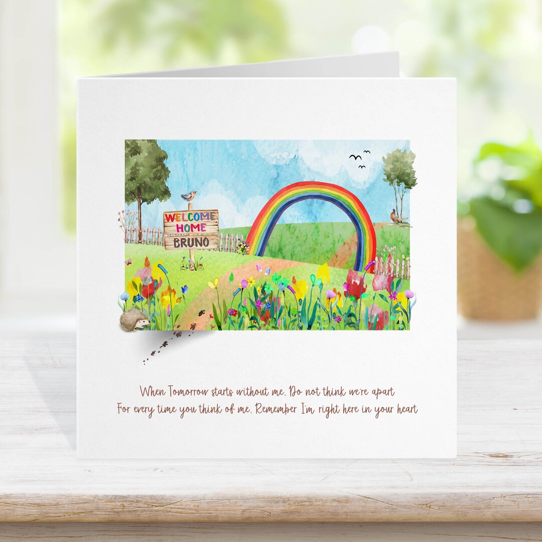 Any Animal Personalised Loss Memorial Card, Rainbow Bridge Pet Loss ...