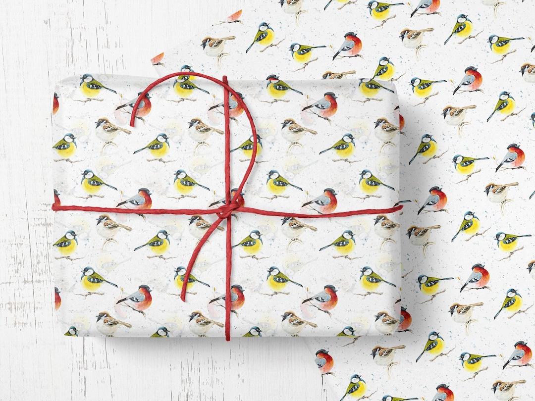 Bird Wrapping Paper, Bird Lovers Gift Wrap a Bird Feeder, Watercolour ...